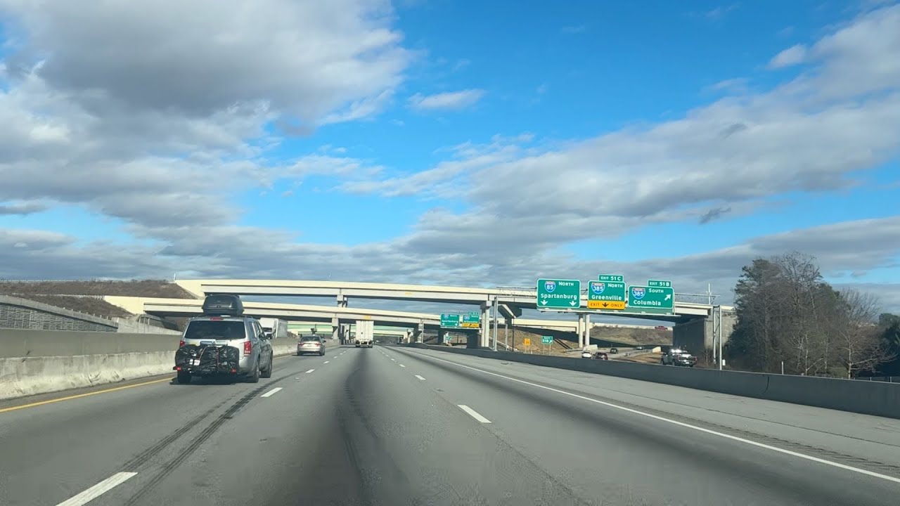 I-85 North (SC), Greenville to Spartanburg, Exit 40 to Exit 77 - YouTube