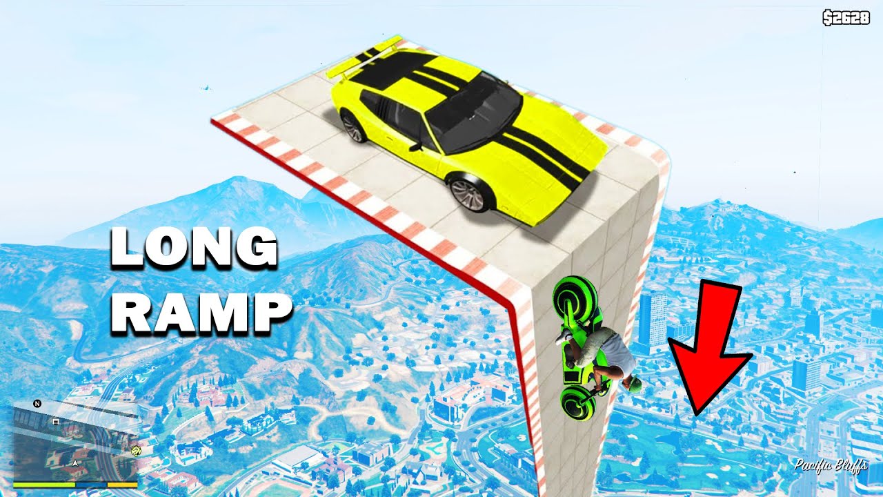 Franklin Insane Endless Long Ramp Challenge In GTA 5 - YouTube