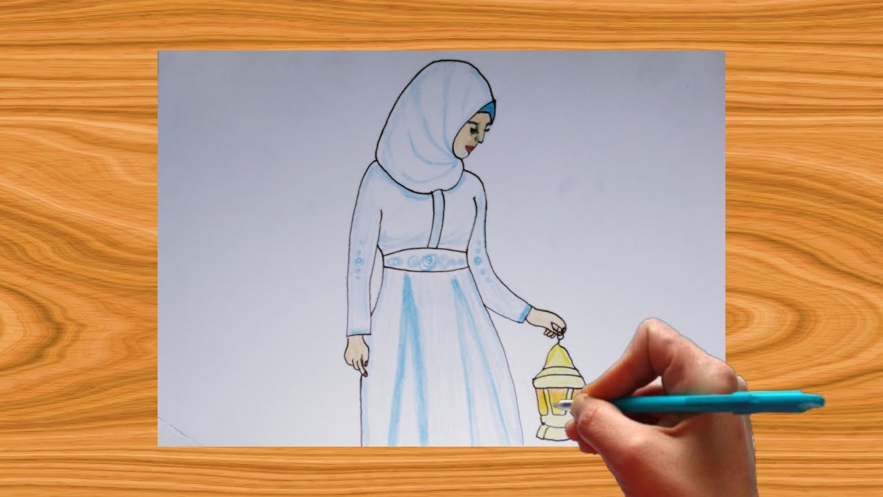 Hijab drawing / hijab girl drawing easy / how to draw Muslim girl # ...