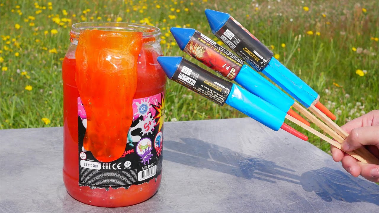 Experiment: XXL Rocket Fireworks vs XXL Slime - YouTube