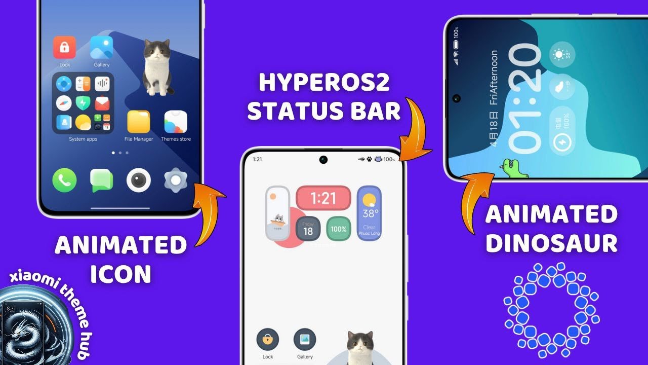 Themes With Animated iCon Pack, HyperOS 2 Status Bar & Animated ...