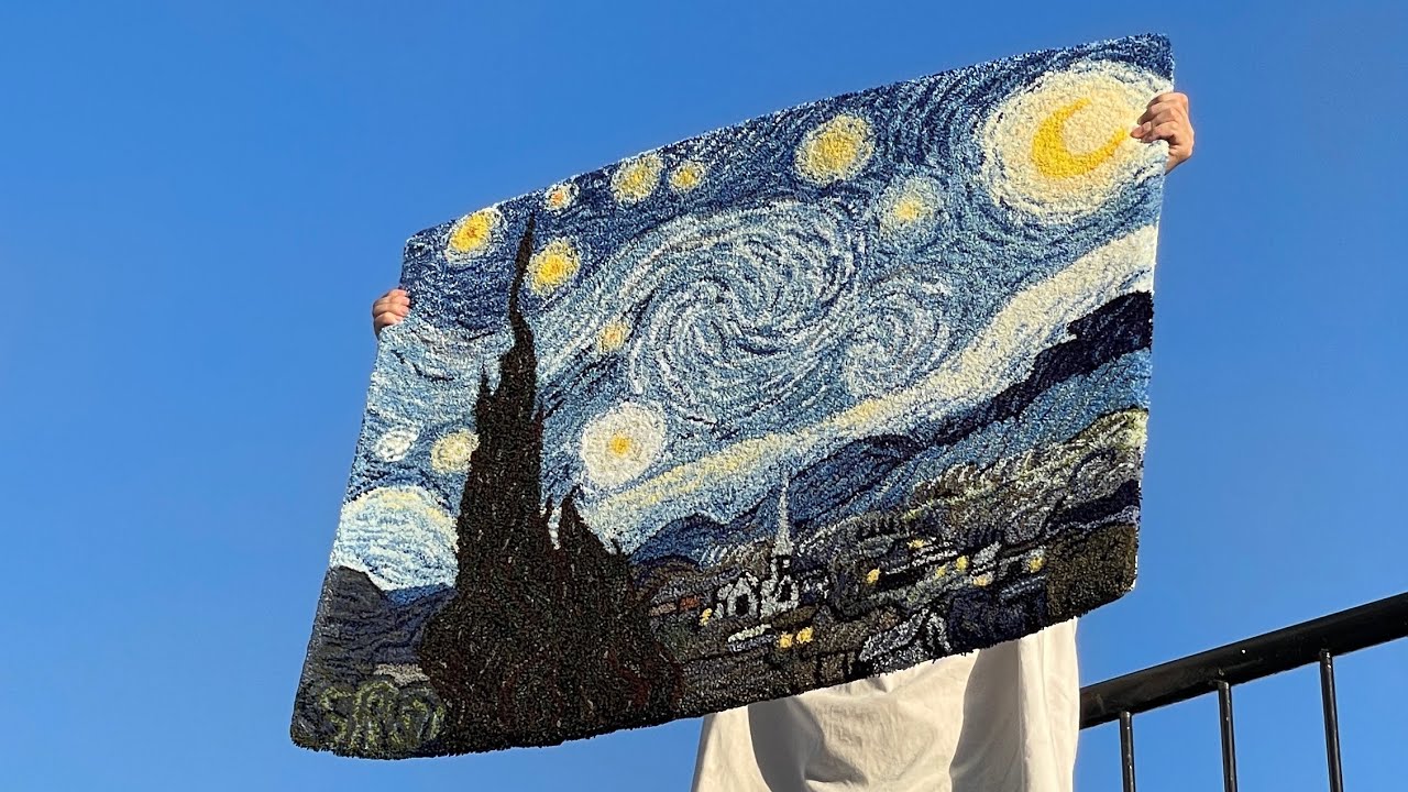Rug Tufting | How to make a The starry night Rug - YouTube