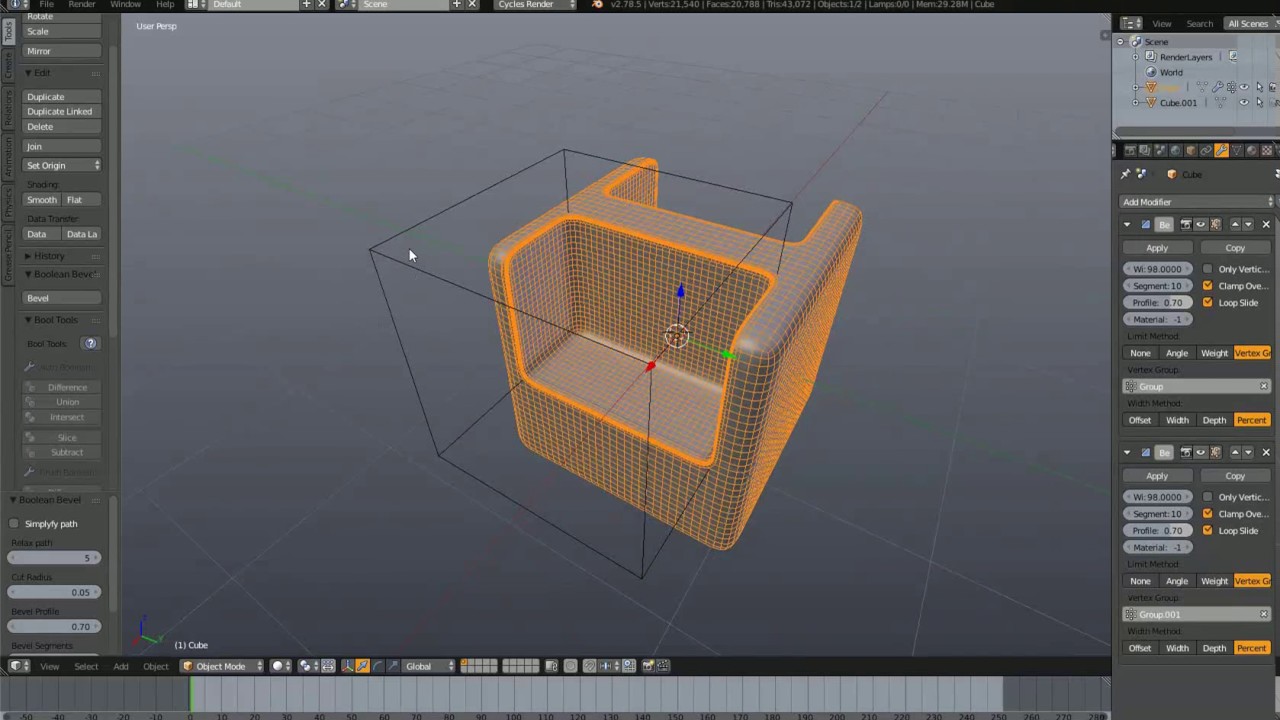Blender Boelan Bevel Addonun Kullanımı - YouTube