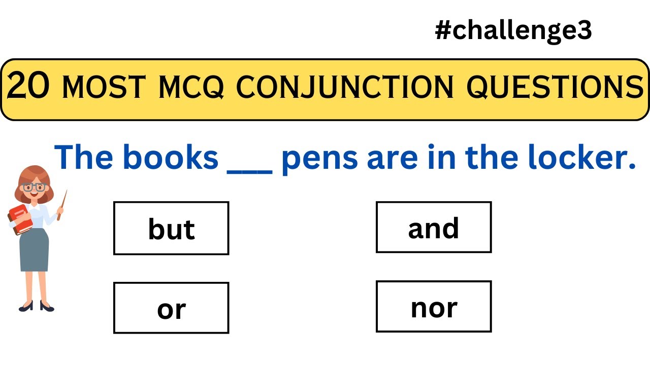 Conjunction:20 MCQ Challenge for English Grammar#challenge3 - YouTube