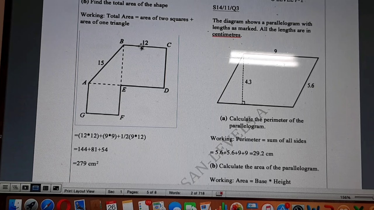 O LEVEL MATH CRASH COURSE AREA AND PERIMETER LEC NO 14 B - YouTube