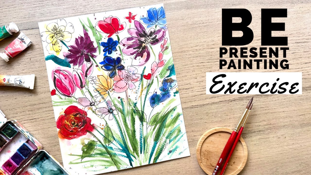 Paint splotches exercise for easy watercolor flower doodles + be ...