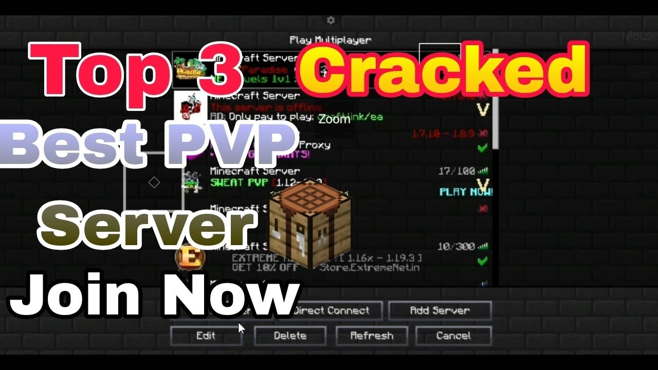 best 3 PvP server crystal PvP java+bedrock cracked+premium join now ...