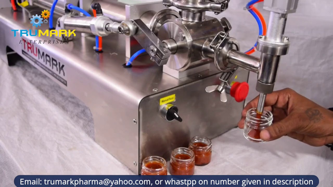 Semi auto filling machine-For Paste/ sauce/ jam - YouTube