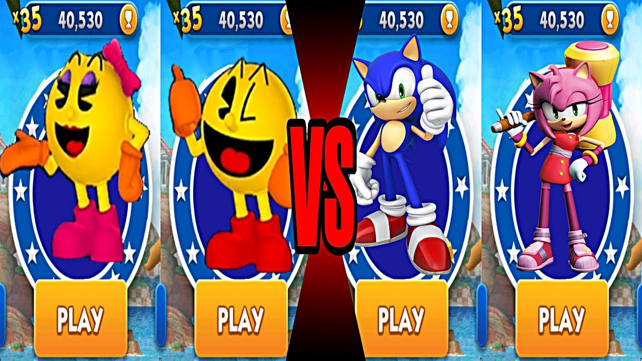 Ms PAC MAN & PAC MAN vs Sonic & Amy - All Characters Unlocked FULL ...