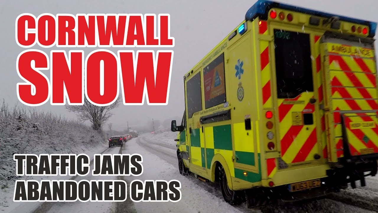 Cornwall Snow 2019 - Traffic Jams & Abandoned Cars - YouTube