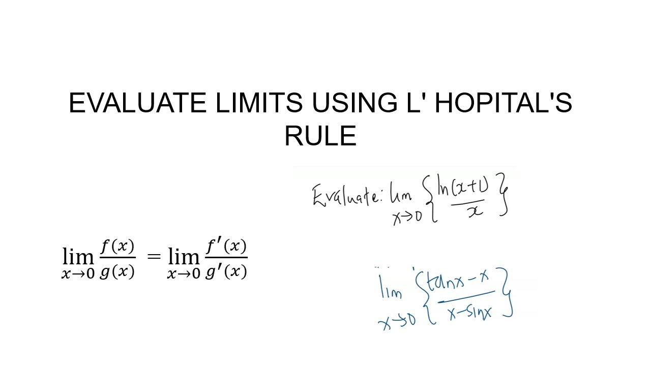 L' hopital's Rule || Limits of functions - YouTube