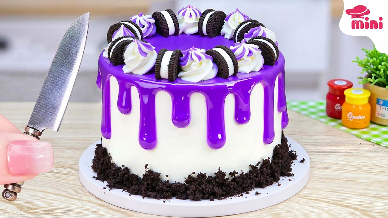 💜 Amazing Miniature Oreo Crunch Ube Drip Cake Decorating Ideas | Mini ...