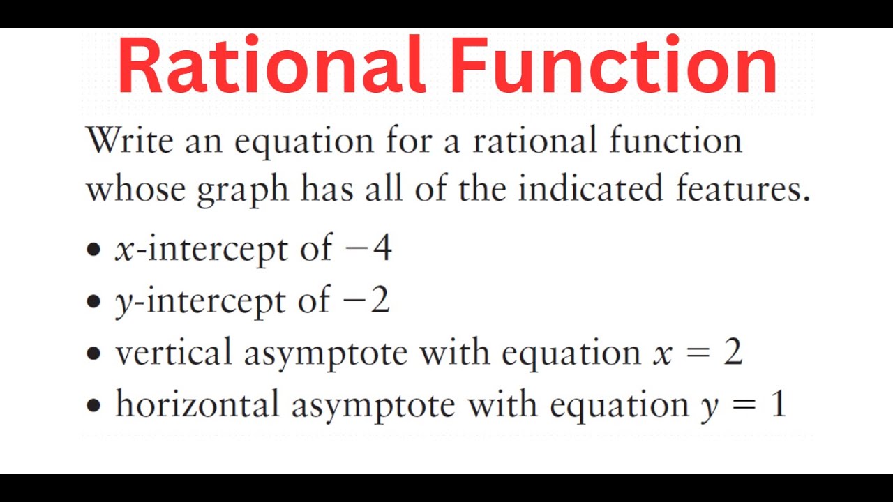 Writing EQUATION Of Rational Function Whose GRAPH Has Indicated ...