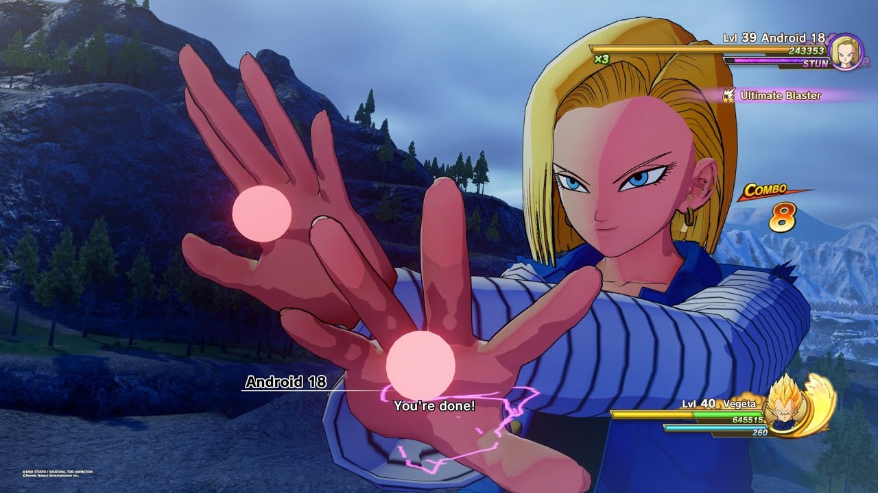 DBZ: Kakarot Super Saiyan Vegeta vs Android 18 - YouTube