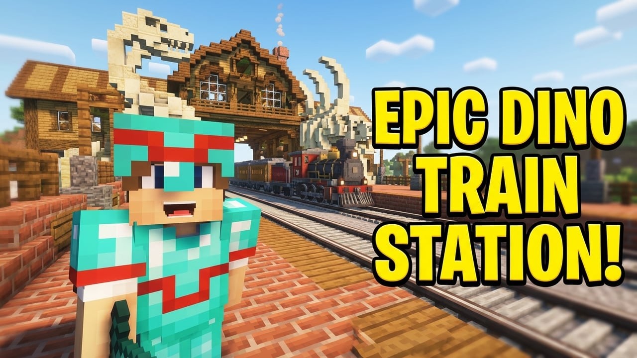 How to Build a Dino Train Station in Minecraft - YouTube