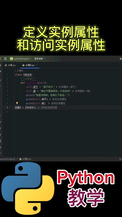 定义实例属性和访问实例属性 Python Python教学 Python编程 Python入门 Coding 基础代码 Youtube 