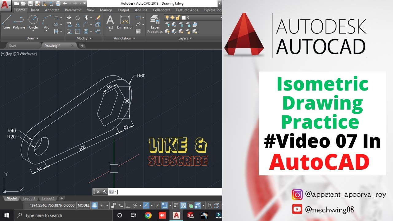 AutoCAD Isometric Practice Video 07 | AutoCAD Isometric Drawing ...