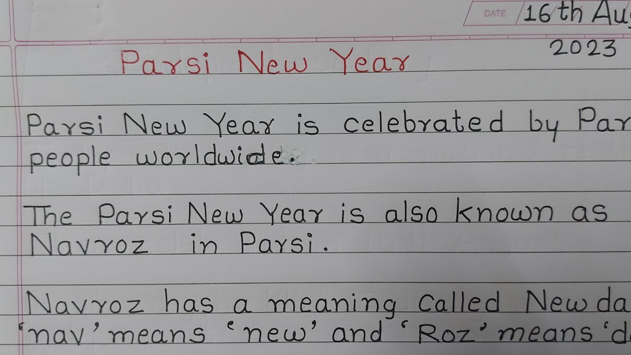 Parsi New Year, Essay Writing , Useful Points ( Meaning with Hindi and ...