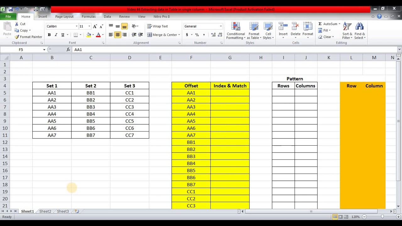 Video 44 Offset, Index&Match for extracting data in table in single ...