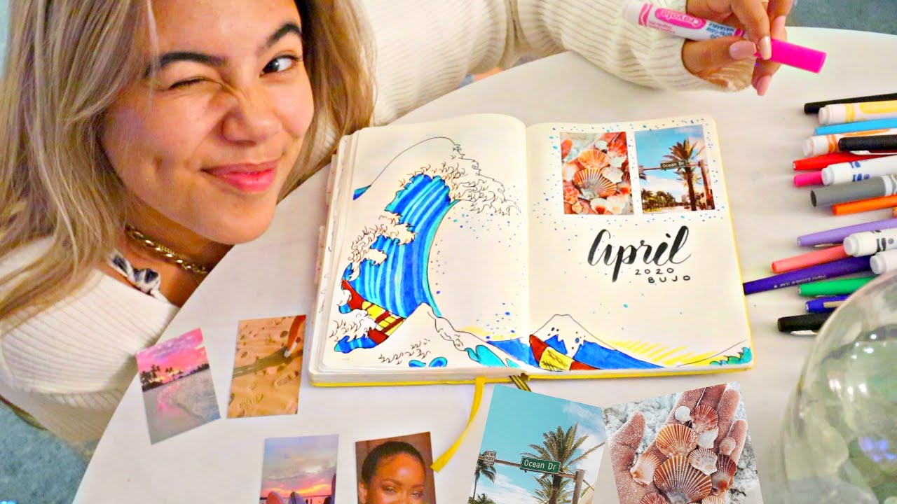 PLAN WITH ME! ️📅 | April 2020 Bullet Journal Setup (Beach themed) - YouTube