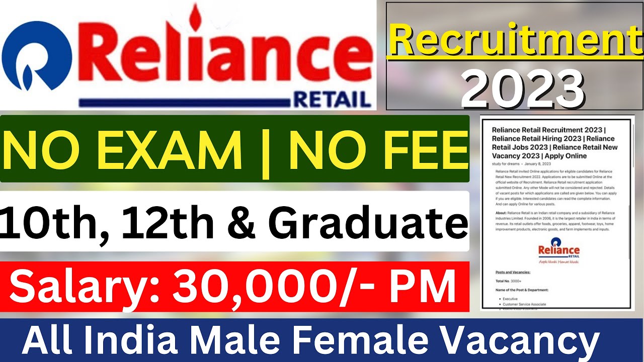 Reliance Retail Recruitment 2023 | Reliance Job Vacancy 2023 | Reliance ...