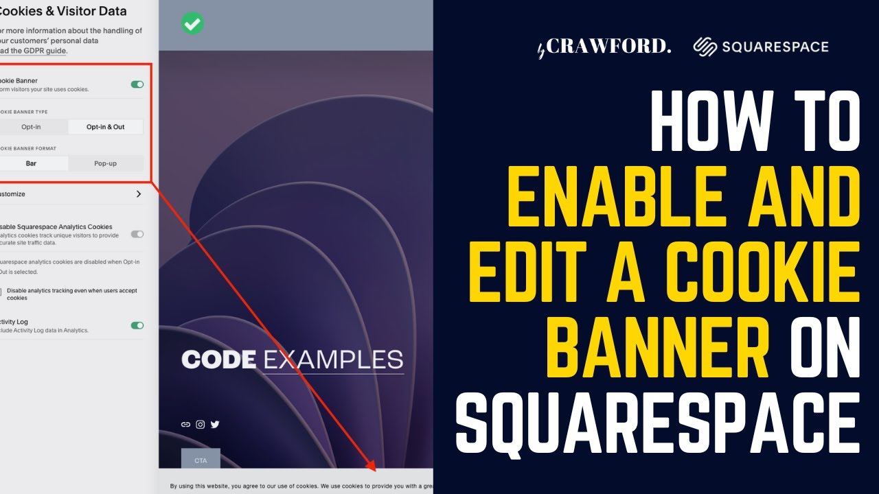 Enable Cookies And Edit Cookie Banner Text On Squarespace - YouTube