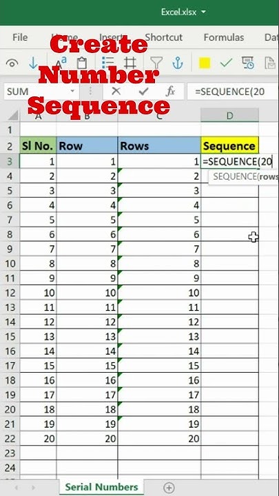 Create A Dynamic Numbered List In Excel Shorts Viral Rows Rows Sequence Youtube