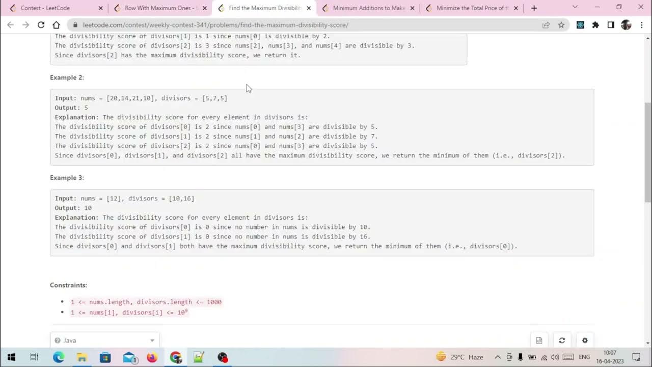 Leetcode Weekly Contest 341 Leetcode 2643 Leetcode 6350 Java Leetcode Youtube 8574