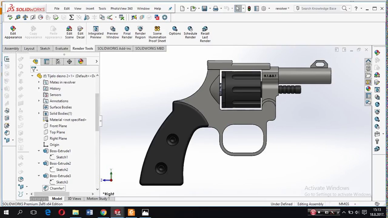 SolidWorks revolver - YouTube