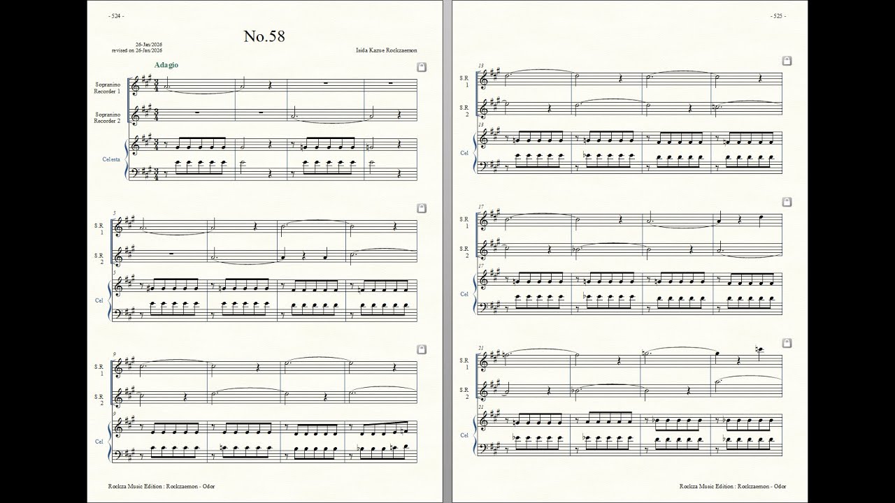 Rockzaemon : Prelude for 2 Sopranino recorders and Celesta, Odor No.58 ...