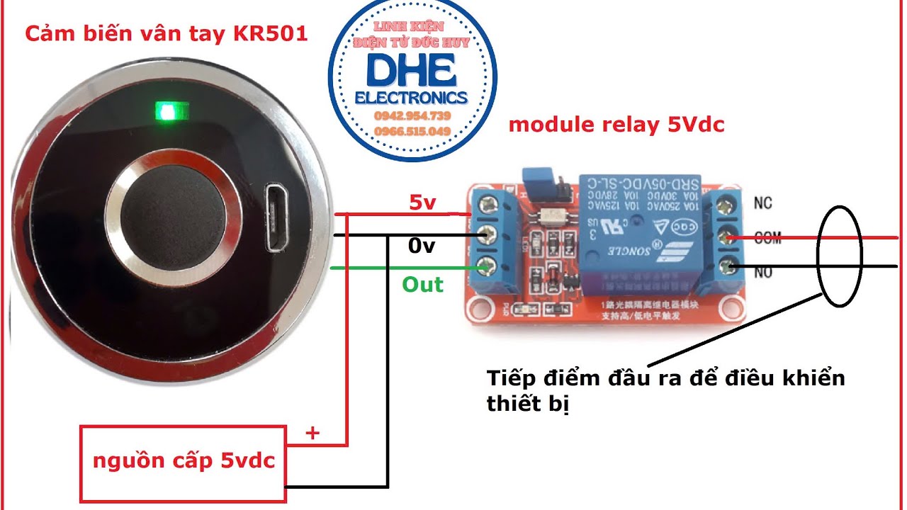 Cảm biến vân tay KR501 giao tiếp với module relay 5v, đơn giản nhất để ...
