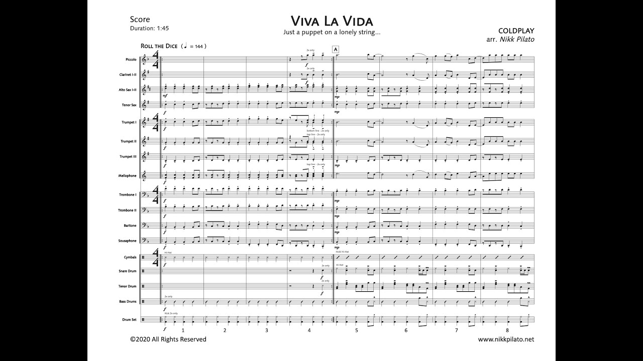 Viva La Vida - Coldplay (Marching Band Arrangement) - YouTube