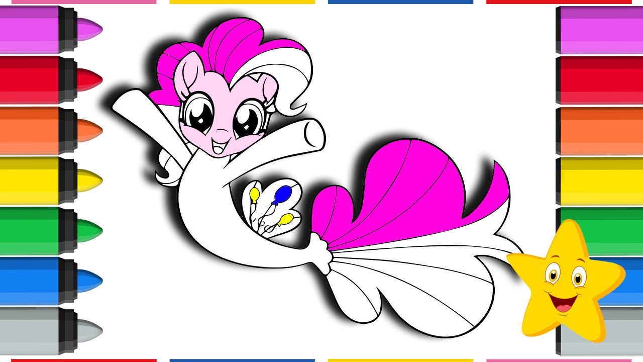 MY LITTLE PONY COLORING PAGES! PINKIE PIE IS MERMAID 🧜🦄 - YouTube