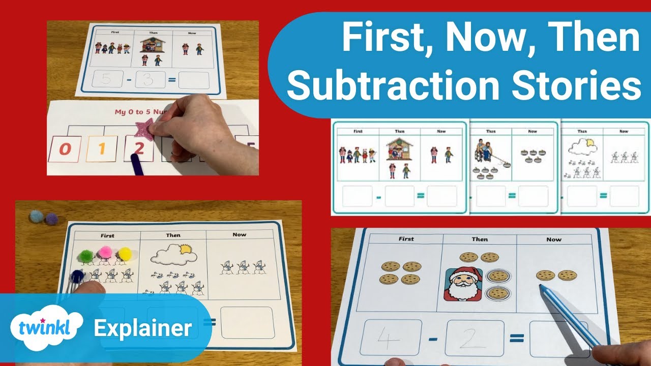 Winter-Themed "First, Then and Now" Subtraction Stories - YouTube