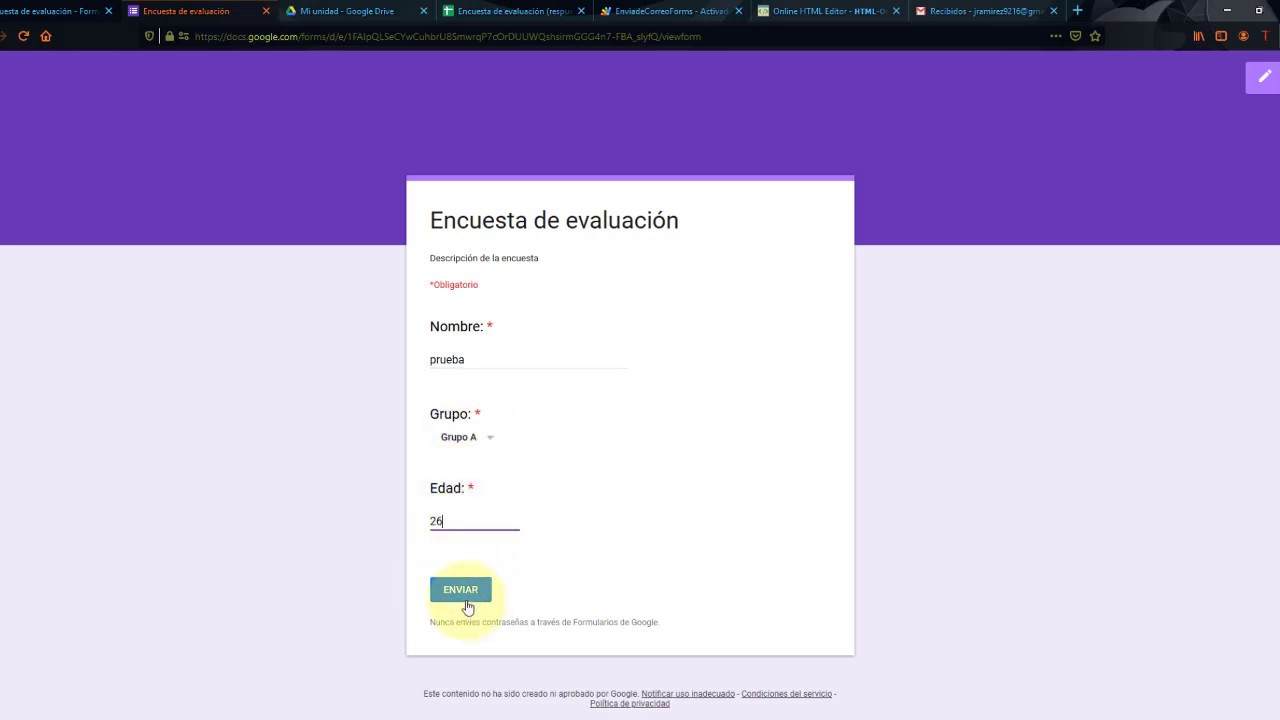 Enviar correo automático al terminar de contestar encuesta Google Forms ...