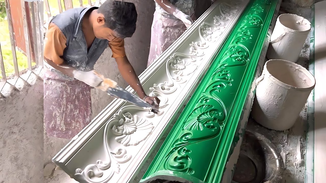 How To Make a Fiber Plaster Gypsum Cornice Designs and Gypsum Mold - YouTube