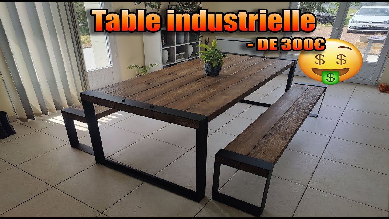 FAIRE UNE TABLE INDUSTRIELLE BOIS ET METAL - YouTube