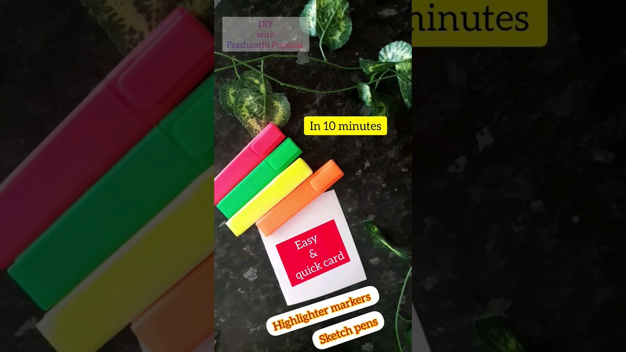 10 minutes card making||easy &quick card diy ||highlighter markers ...