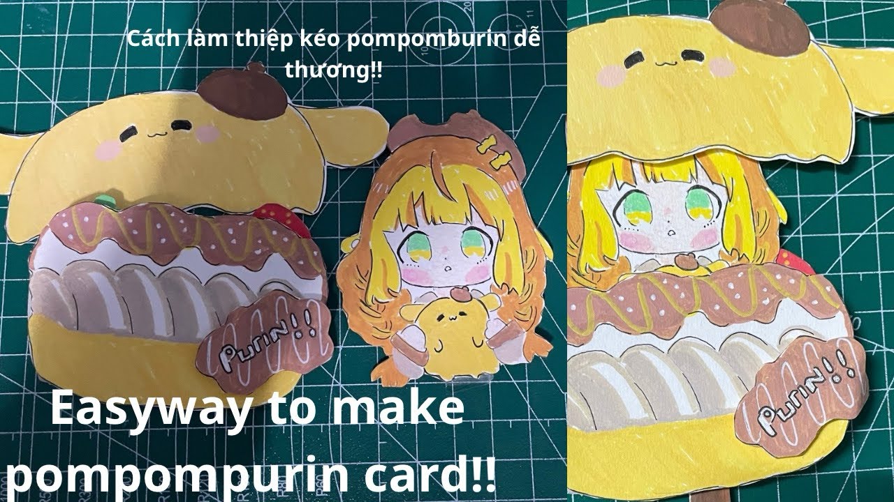 [DIYpaper!! Making cute pompompurin paper !! Thiệp giấy kéo dễ thương ...