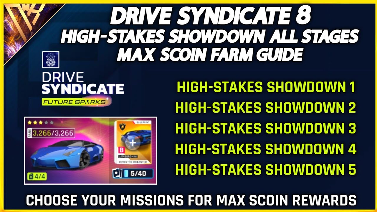Max Syndicate Coins farm guide | HIGH-STAKES SHOWDOWN | DRIVE SYNDICATE 8 | Asphalt 9 - YouTube
