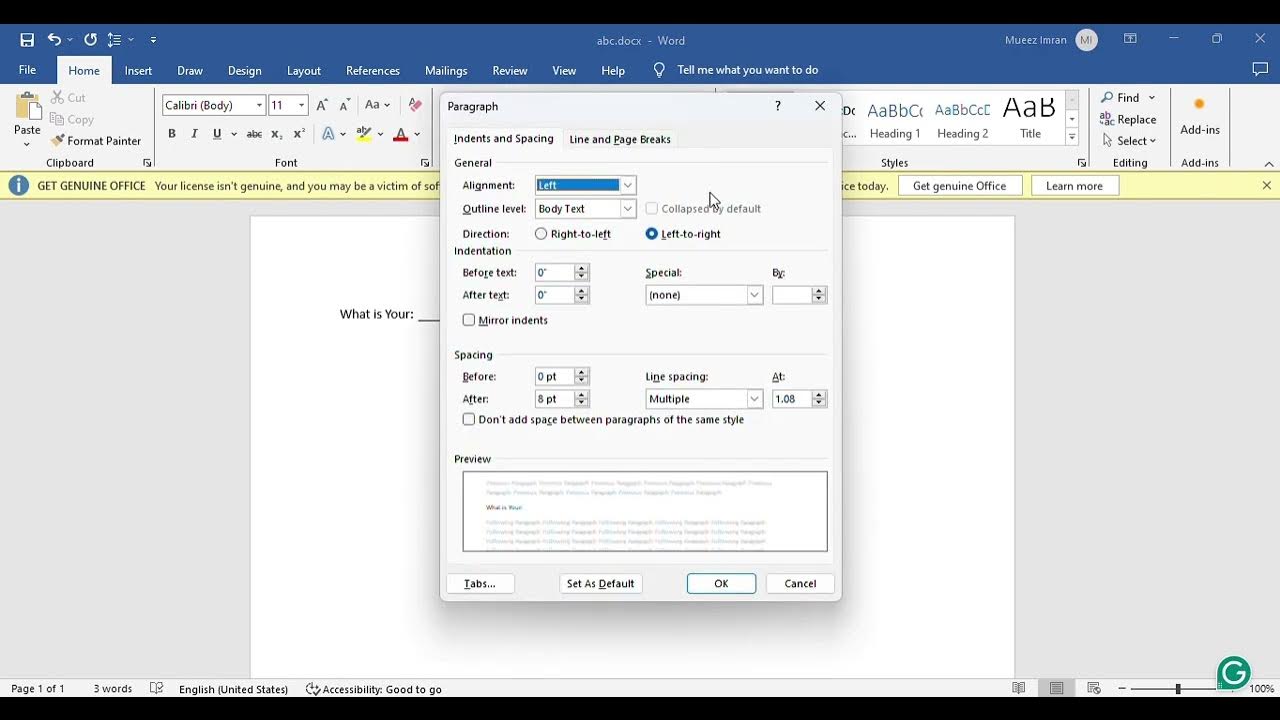 How To Insert Blank Lines In Ms Word 2019 Youtube
