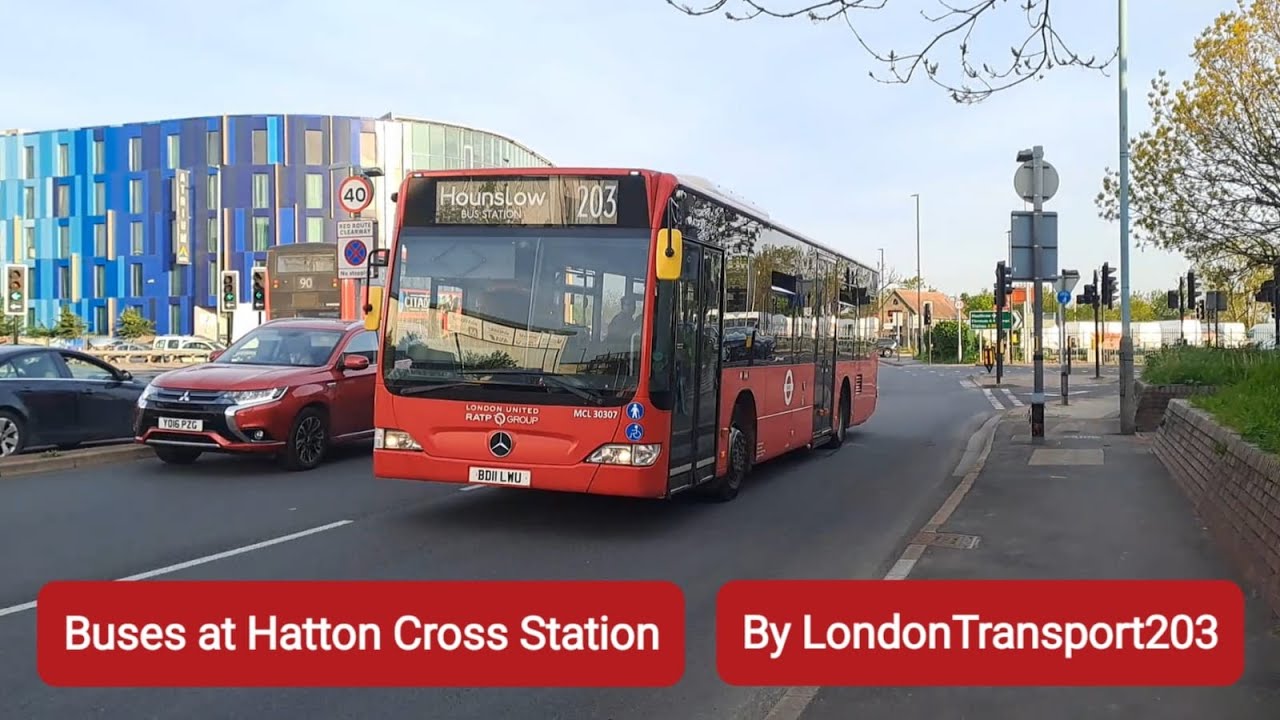 Buses at Hatton Cross Station - YouTube