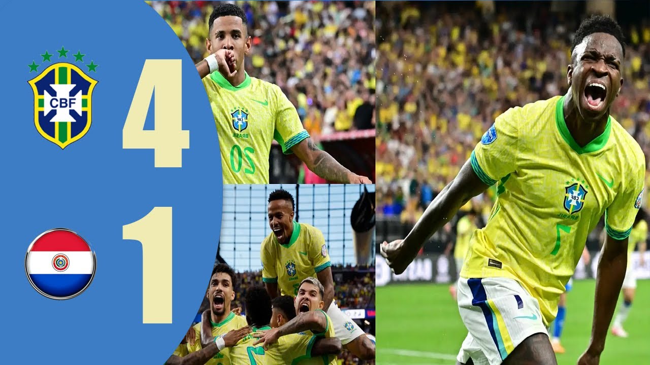 Brazil vs Paraguay 4-1 Highlights & All Goals | Copa America 2024 HD ...
