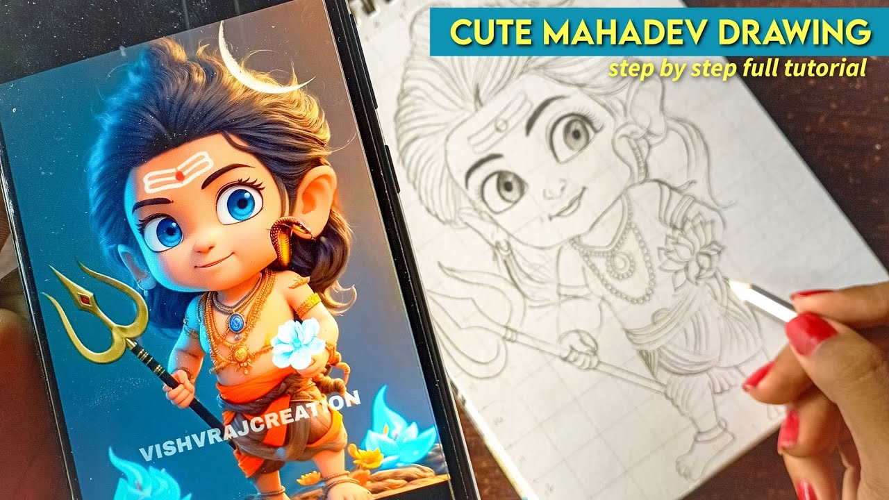 Cute Mahadev drawing, Sawan special drawing, Mahadev drawing - YouTube