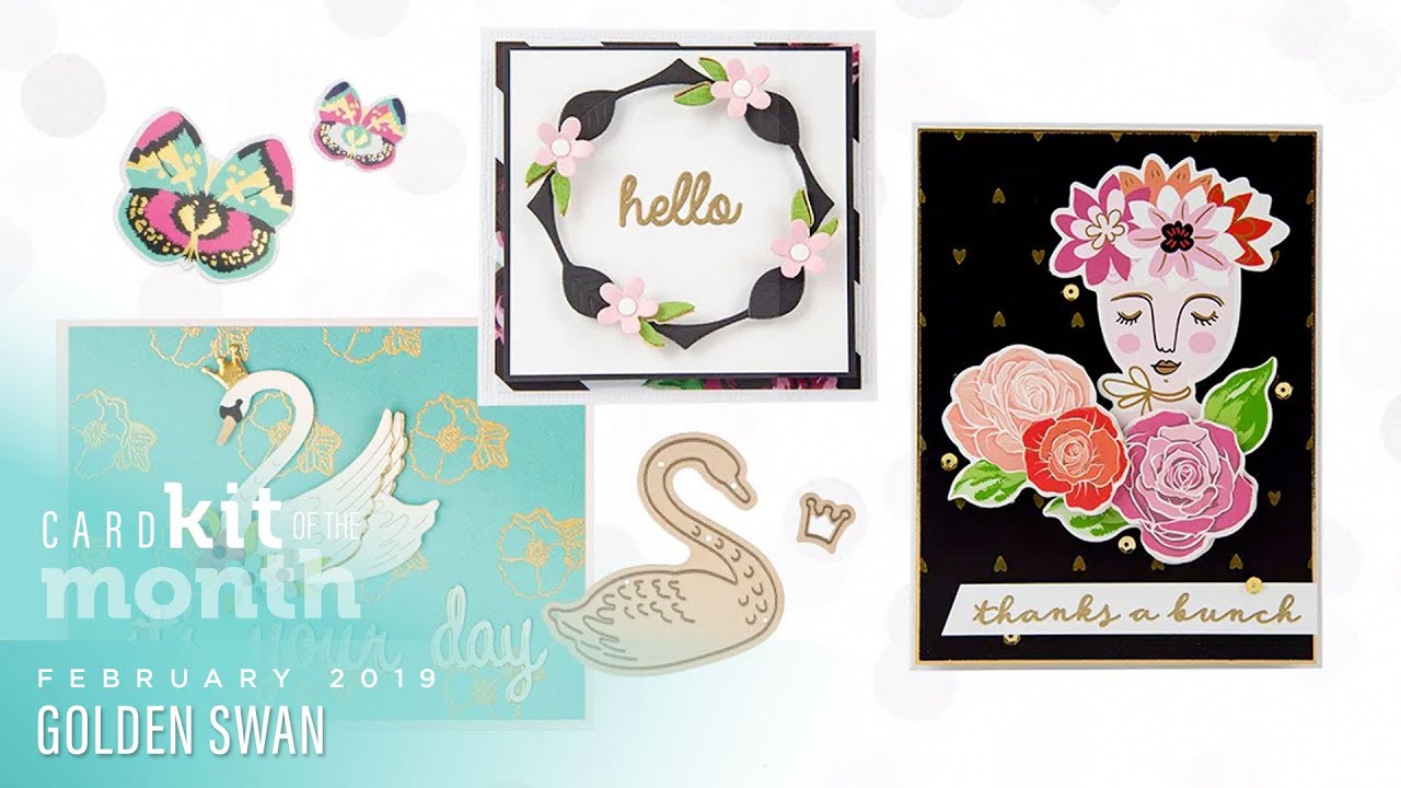 Spellbinders February 2019 Card Kit of the Month - Golden Swan - YouTube