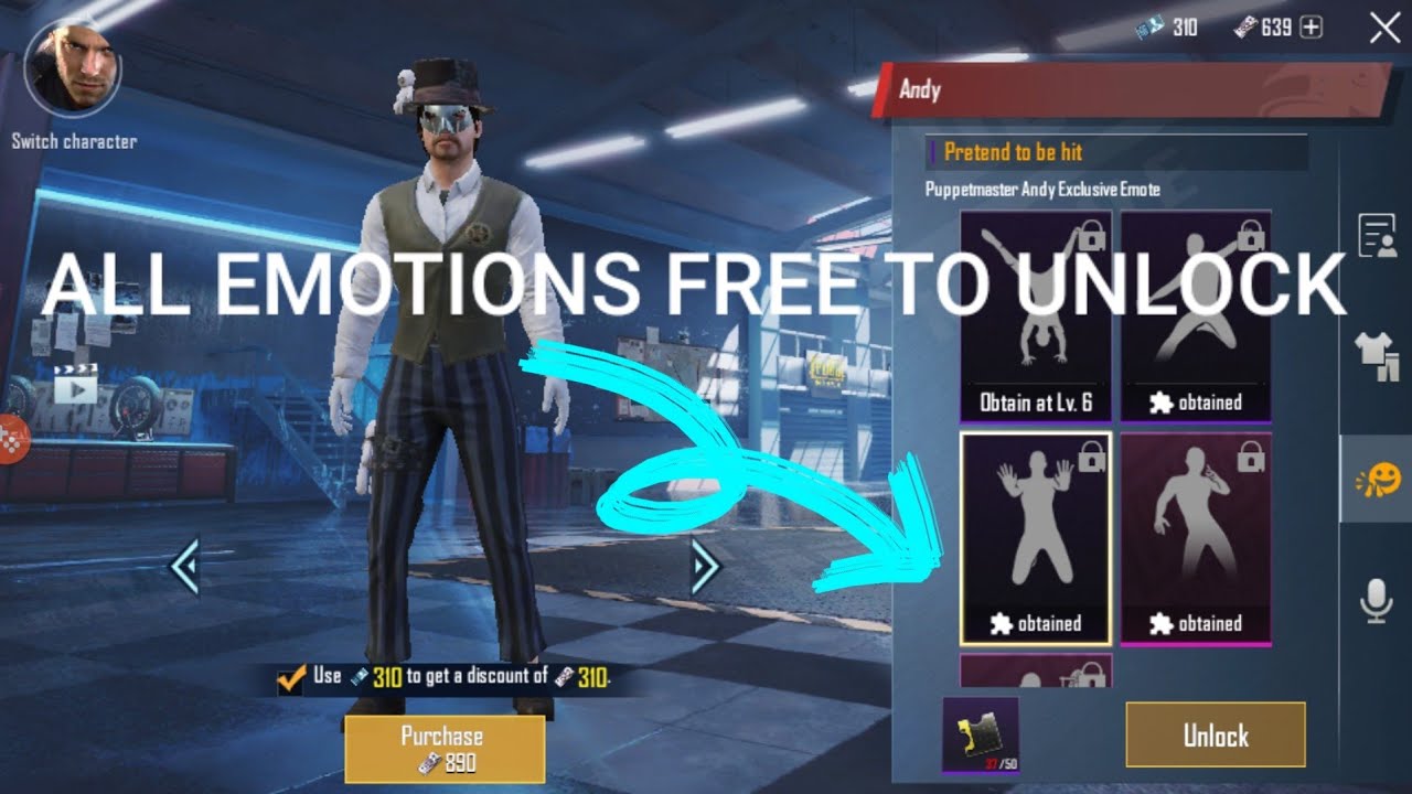 PUBG MOBILE|| UNLOCK ALL || EMOTIONS FREE - YouTube