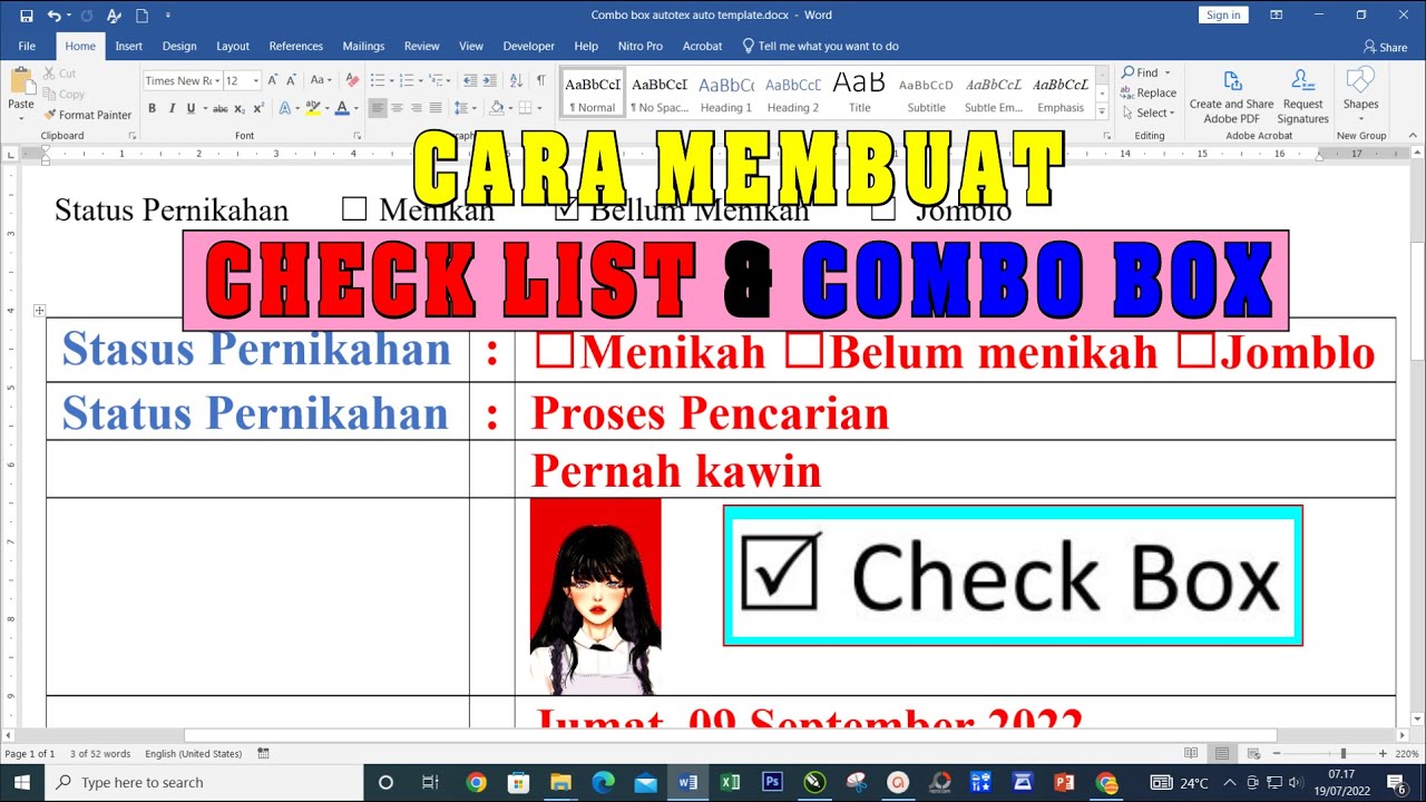 Cara Membuat Check Box Combo Box di Word - YouTube