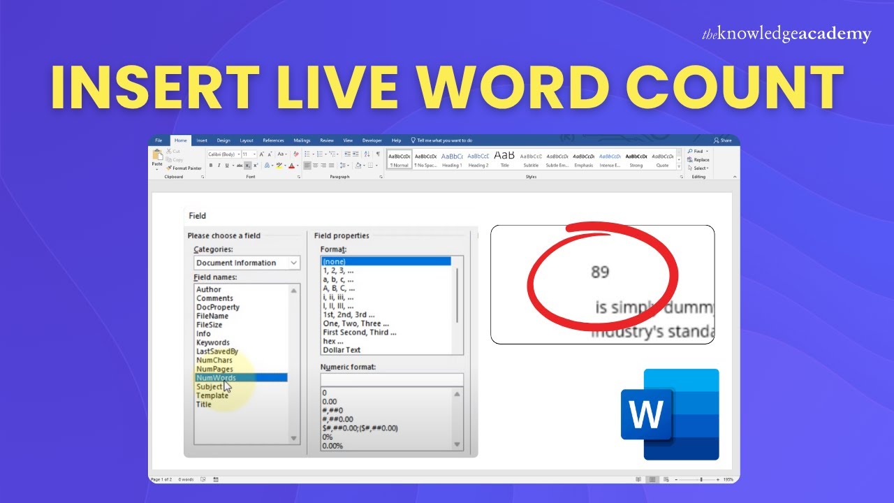 How to Insert a Live Word Count in Your MS Word Document [2025] | The Knowledge Academy - YouTube