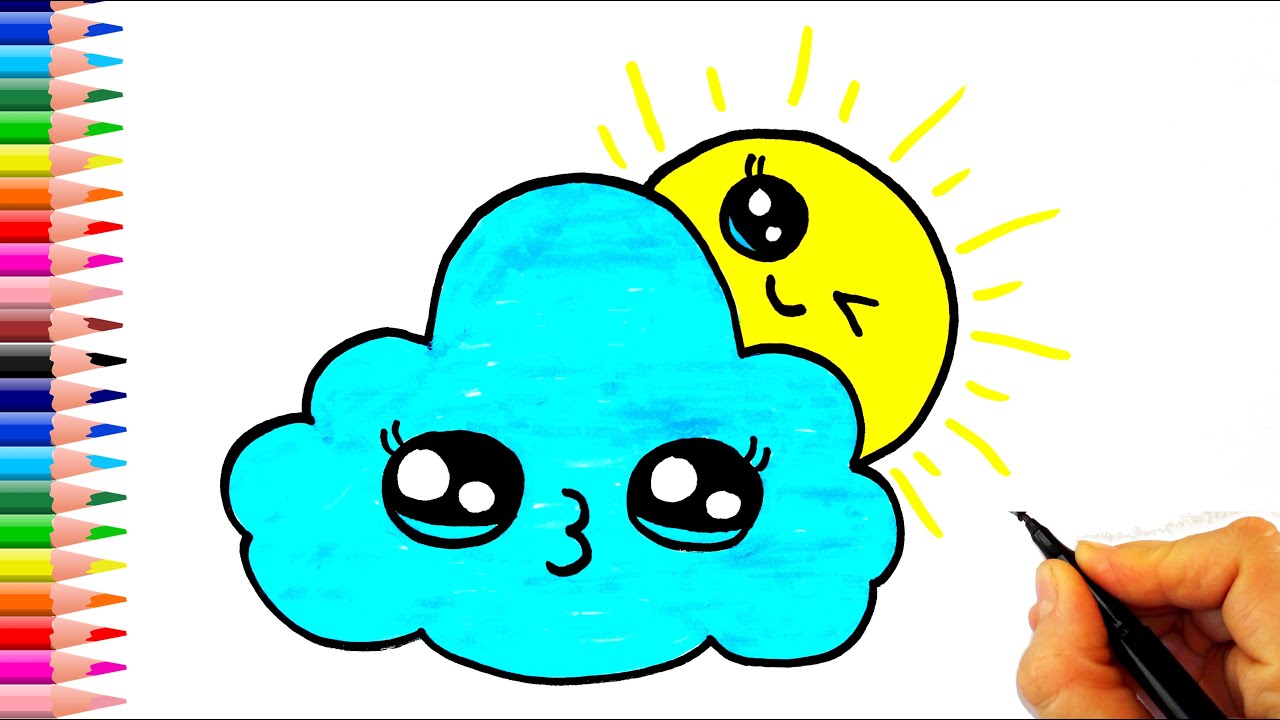 Sevimli Bulut ve Güneş Nasıl Çizilir? - How To Draw a Cute Cloud and ...