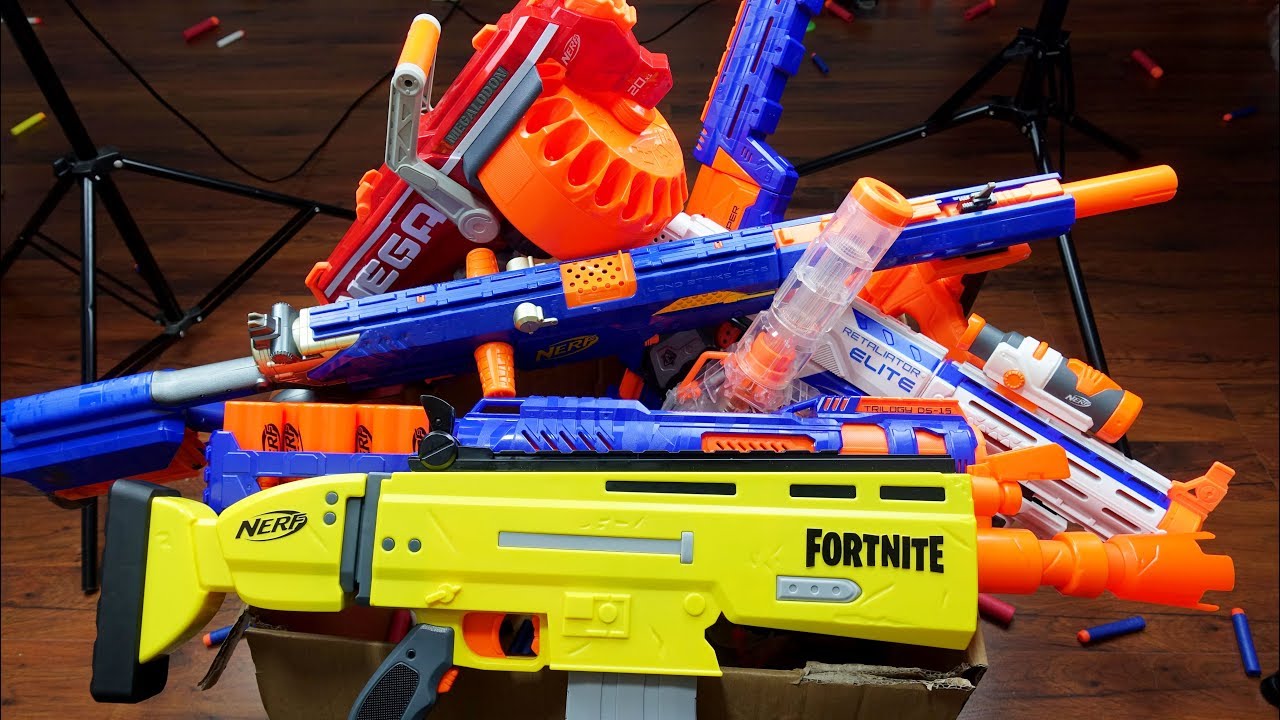 A Huge Package Of Nerf Weapons Arsenal !! Box of Toy Guns Nerf - Heavy Machine Nerf Guns - YouTube
